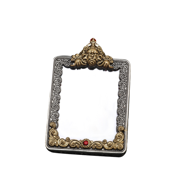 Rare Nepalese craft Tibetan silver thangka box two-color openable Gawu ...