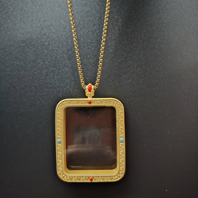 Copper gold-plated square thangka box, double-sided high-end hand ...