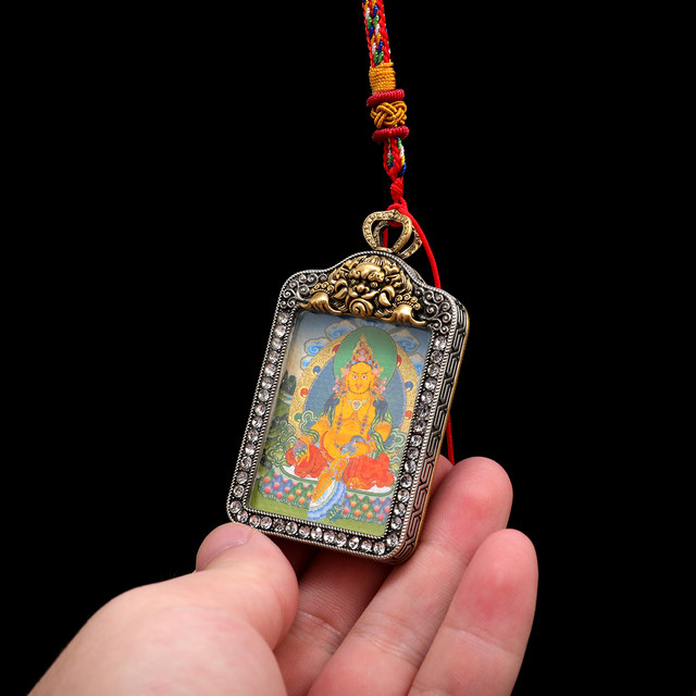 Rare Nepalese craft Tibetan silver thangka box two-color openable Gawu ...