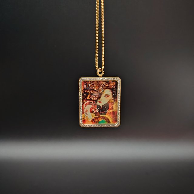 Tibetan Mani treasure thangka painting Gawu box pendant 4*5 double ...