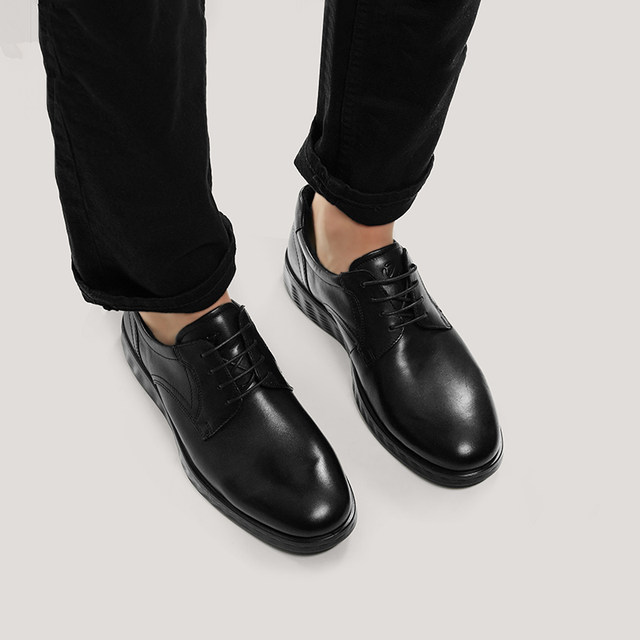 ECCO/Aibu men's shoes round toe simple derby shoes cowhide shoes ...