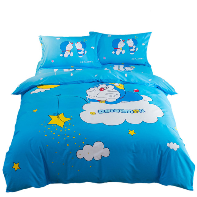Cartoon four-piece cotton boy student quilt cover 100% cotton Doraemon ...