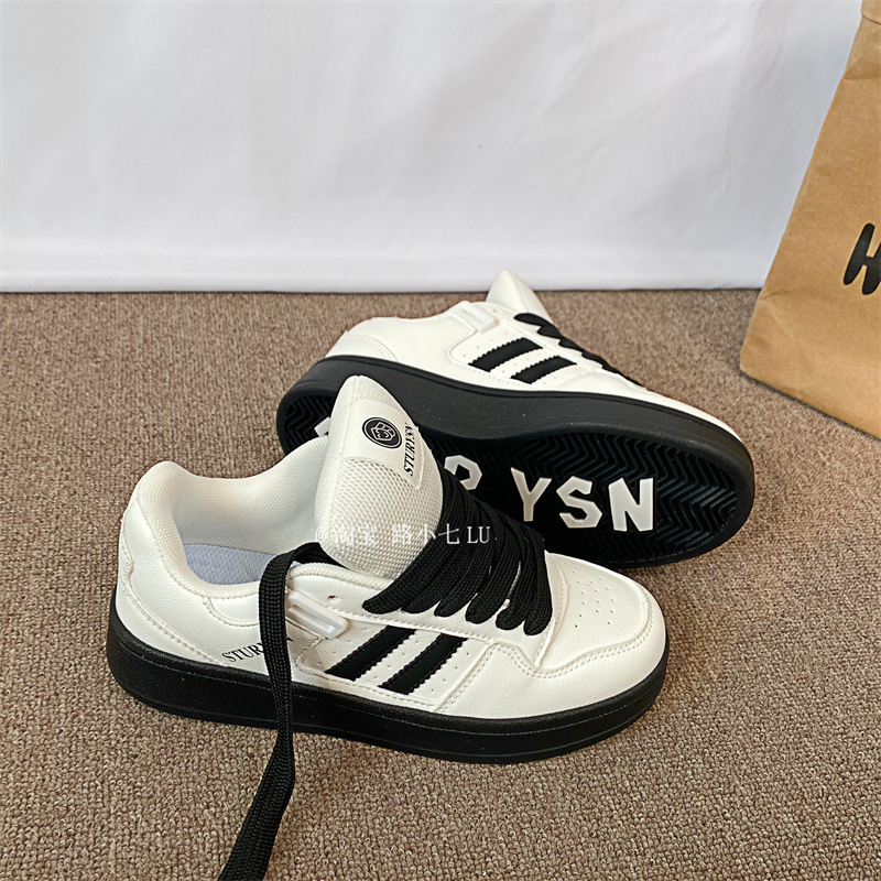 Original low -gang white black color -colored bread shoe female INS ...