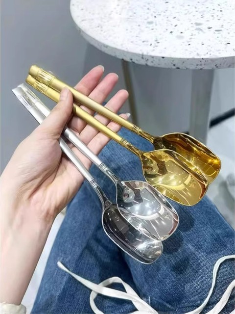 Stainless steel spoon household long handle children's table spoon ...