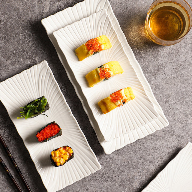 Shedi Simple white rectangular long plate ceramic dim sum, Western ...
