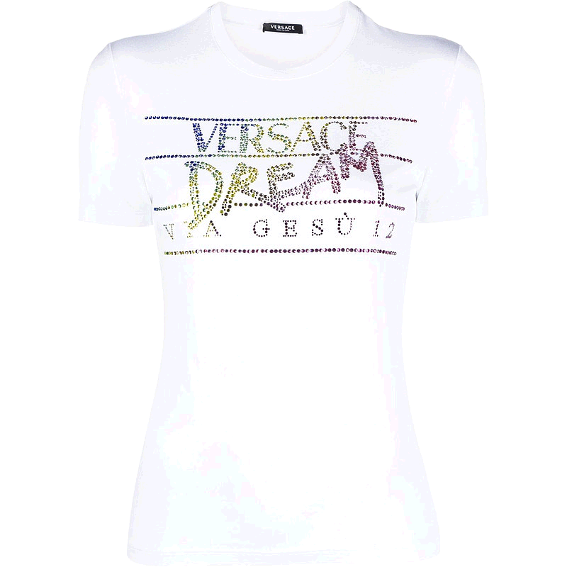Versace Ms. Versic T -shirt White Simple Alphabet Large Large Circle ...