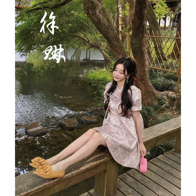 Xu Lin mini strappy jacquard dress fashionable 2024 new female niche ...