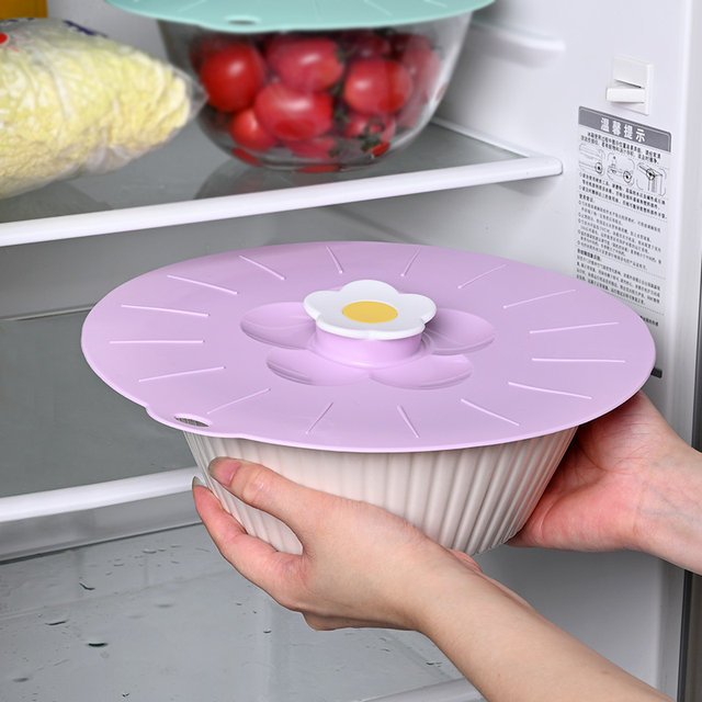 Flower silicone fresh-keeping lid, universal sealing lid, bowl lid film ...