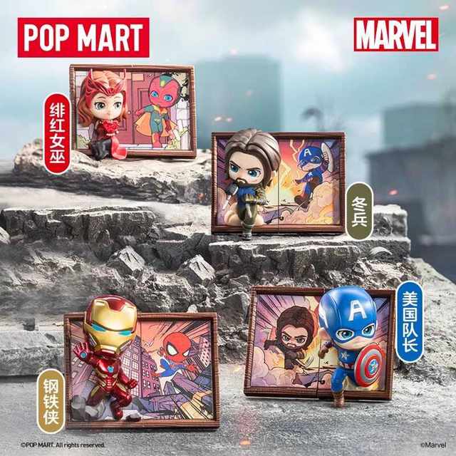 POPMART Bubble Mart Marvel Photo Frame Series Iron Man Spider-Man Blind ...