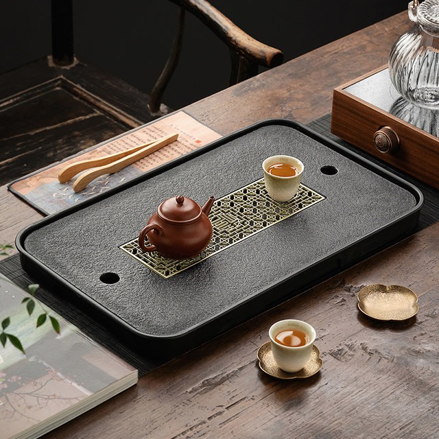 Imitation Wujin stone tea tray home tea set tea table dense amine ...
