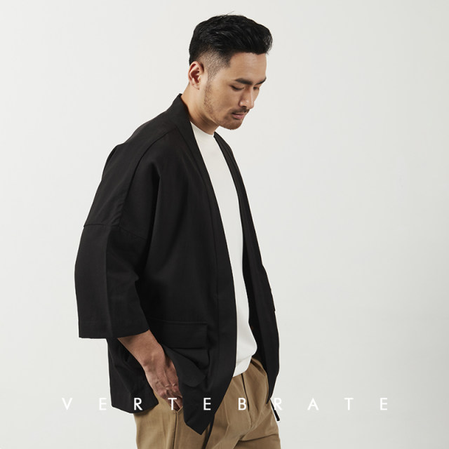 Vertebrate Men's Japanese Style Open Lace Loose Casual Kimono Jacket ...