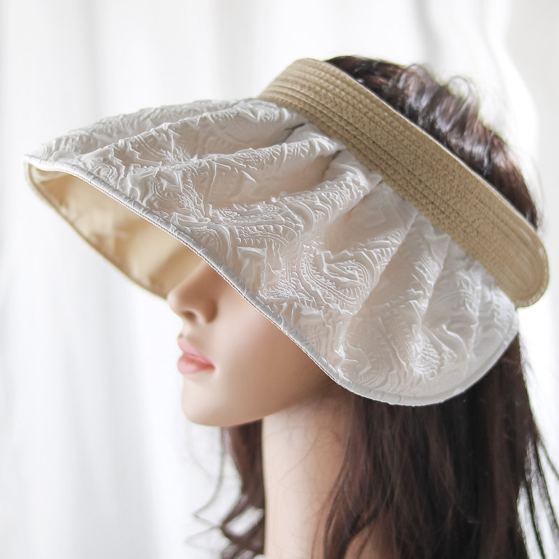Large eaves sunscreen empty top hat women's summer UV protection cover ...