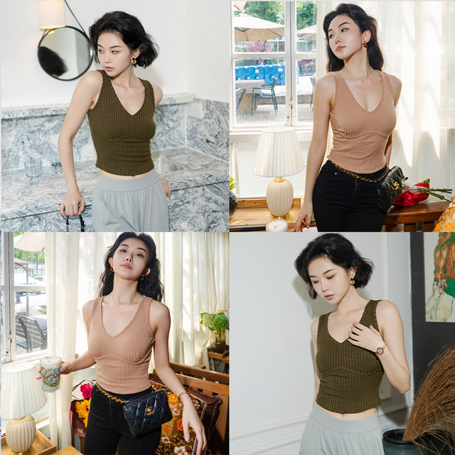 Moona knitted suspender vest female Xiawai Wai Wai Wai Wide Wide Sleeve ...