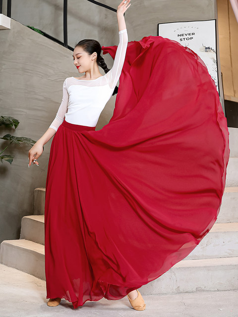 720 degrees double -layer chiffon skirt retro beach skirt loose high ...
