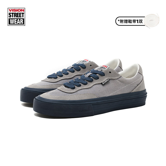 VISION official Flattop Khaki gray low -top pimp furframe cloth shoes ...