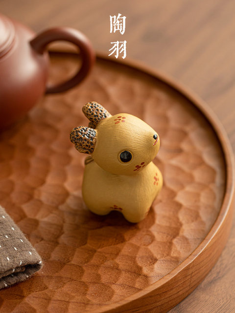 Purple sand yellow section mud sika deer tea pet cover decoration ...