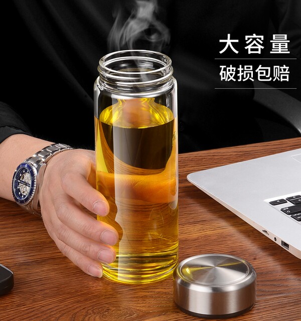 Large capacity single-layer glass cup men's water cup thickened heat ...