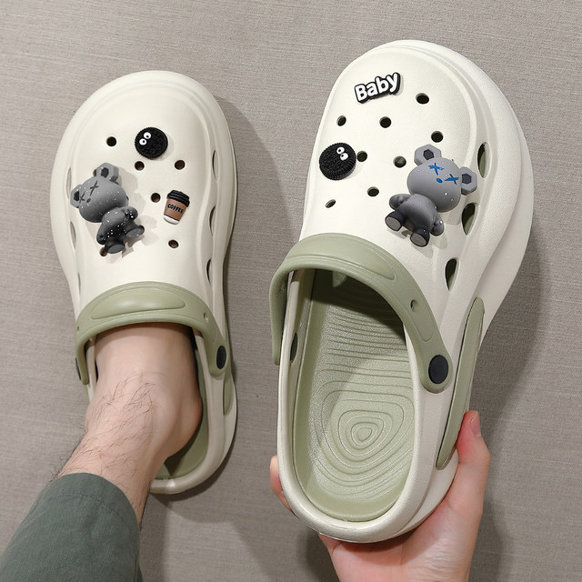 Men's Croc Shoes with Shit Feeling for Summer Outerwear 2024 New Sports ...