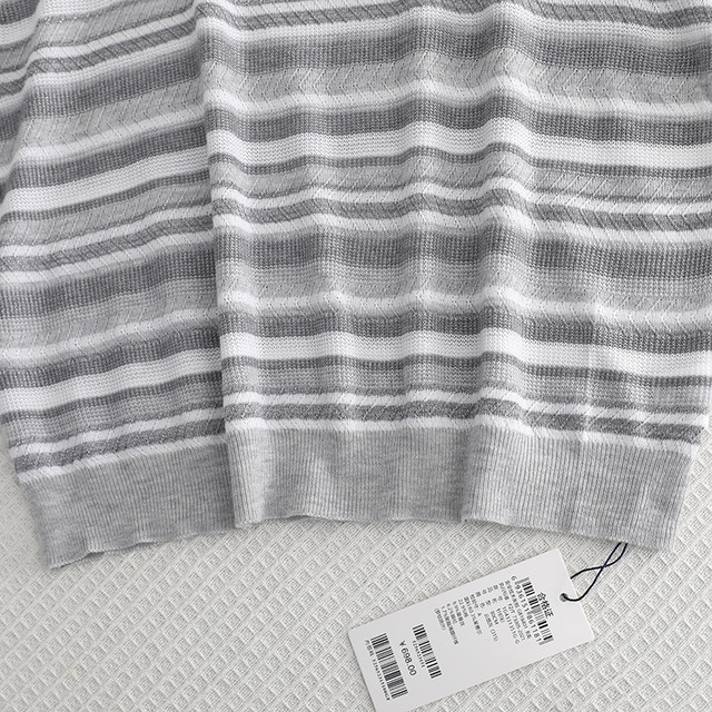 Yijia~ Fashionable and versatile loose and slim striped knitted short ...