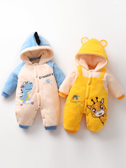 Newborn baby clothes in autumn and winter warm conjoined clothes baby ...