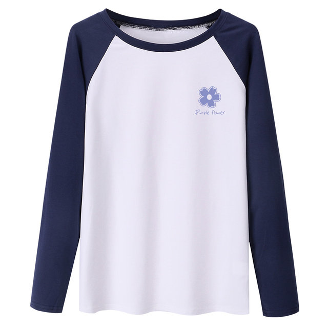 2024 new pure cotton raglan color-blocked long-sleeved T-shirt for ...