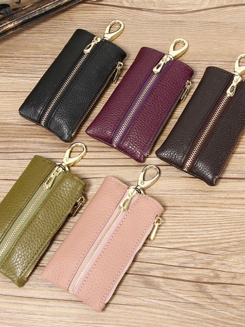 Key bag zipper car key bag genuine leather multifunctional first layer ...