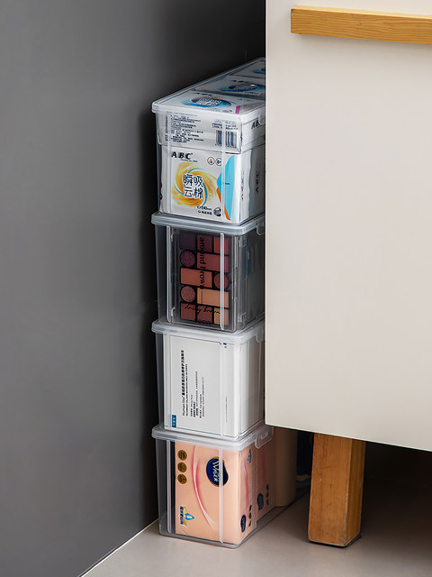 Desktop Storage Box, Ultra-Narrow and Long, Transparent with Lid, Deep ...
