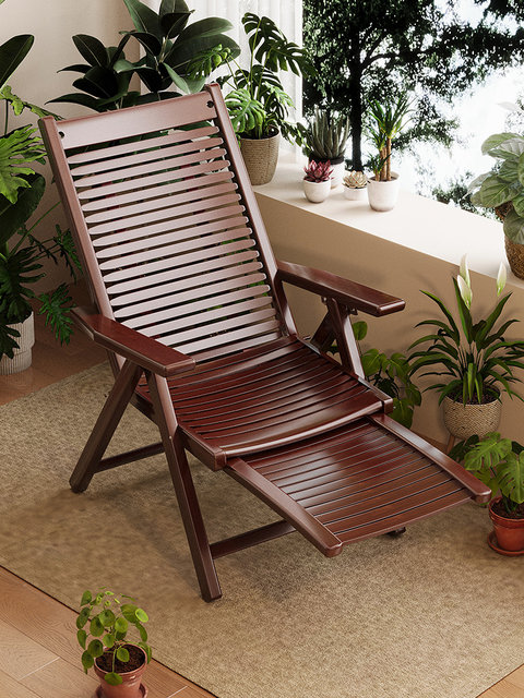 Bamboo lounge chair folding lunch break can sit and lie down for a nap ...
