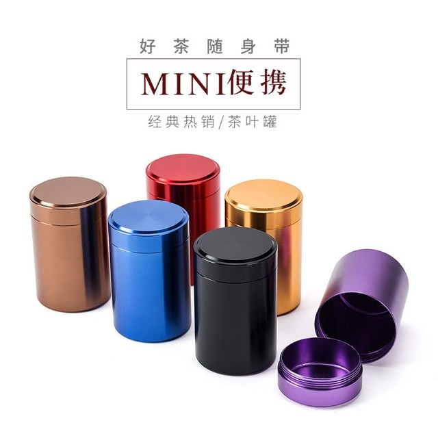 Titanium alloy small tea can metal mini portable travel stainless steel ...