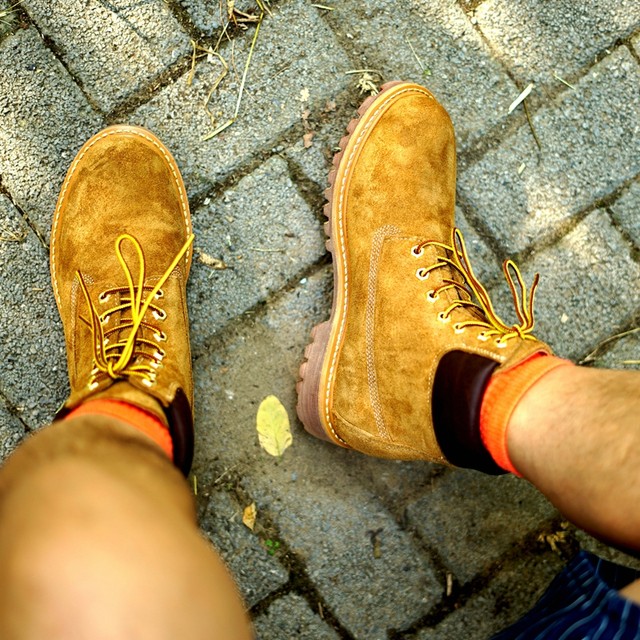 Suede limited edition sunset yellow 10061 rhubarb boots men's workwear ...