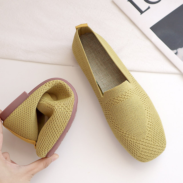 Square toe granny shoes for women spring and autumn new style soft sole ...