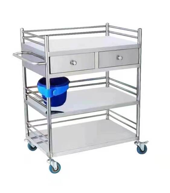 Thickened stainless steel medical treatment cart medical trolley rack ...