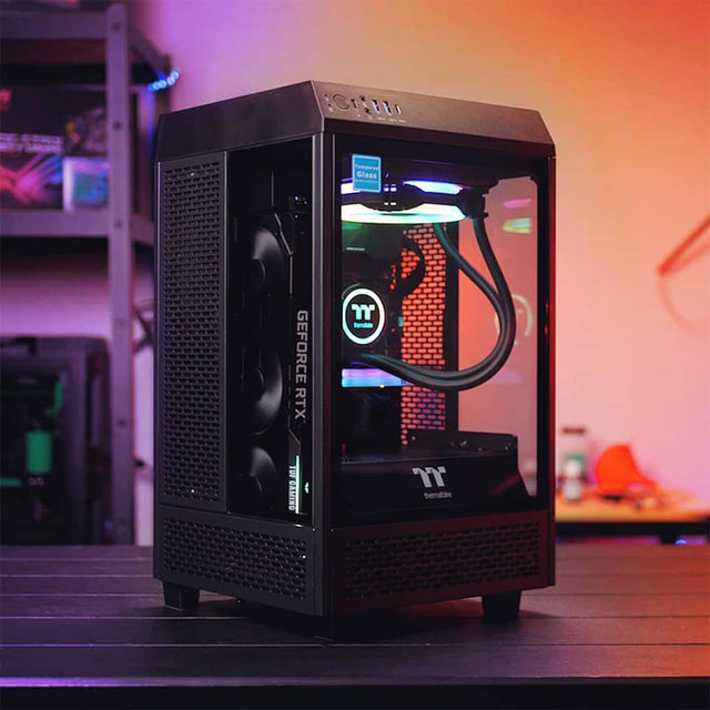 TT desktop computer main case perspective Tower100 mini ITX case standard power supply 120 water ...