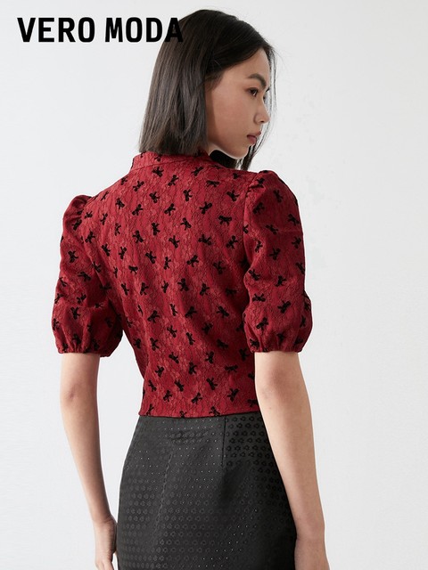 T -zone o Vero Moda top female 2024 autumn and winter new Chinese new Chinese plate buckle ...