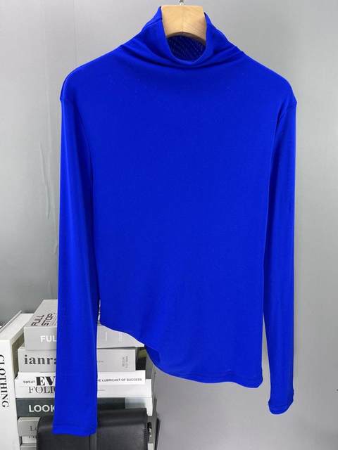 2025 spring slimming new high-neck long-sleeved T-shirt for women with ...