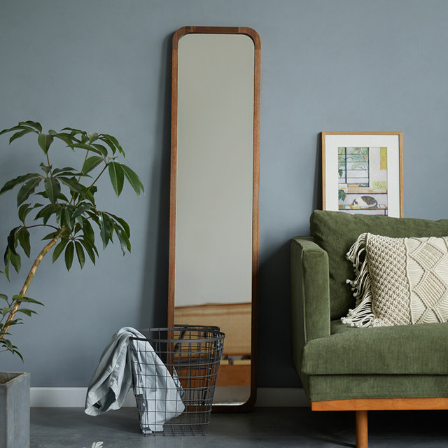Nordic Japanese -style solid wood all -body mirror landing explosion ...