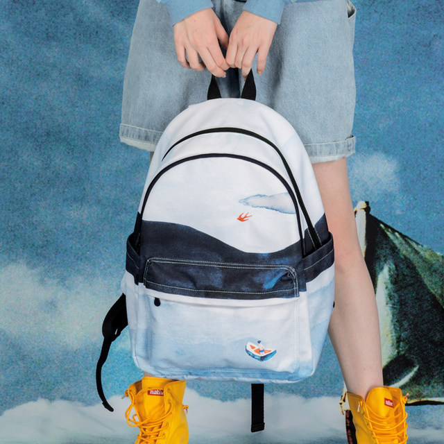 YIZISTORE Original Design Large Capacity Landscape Printing Backpack ...