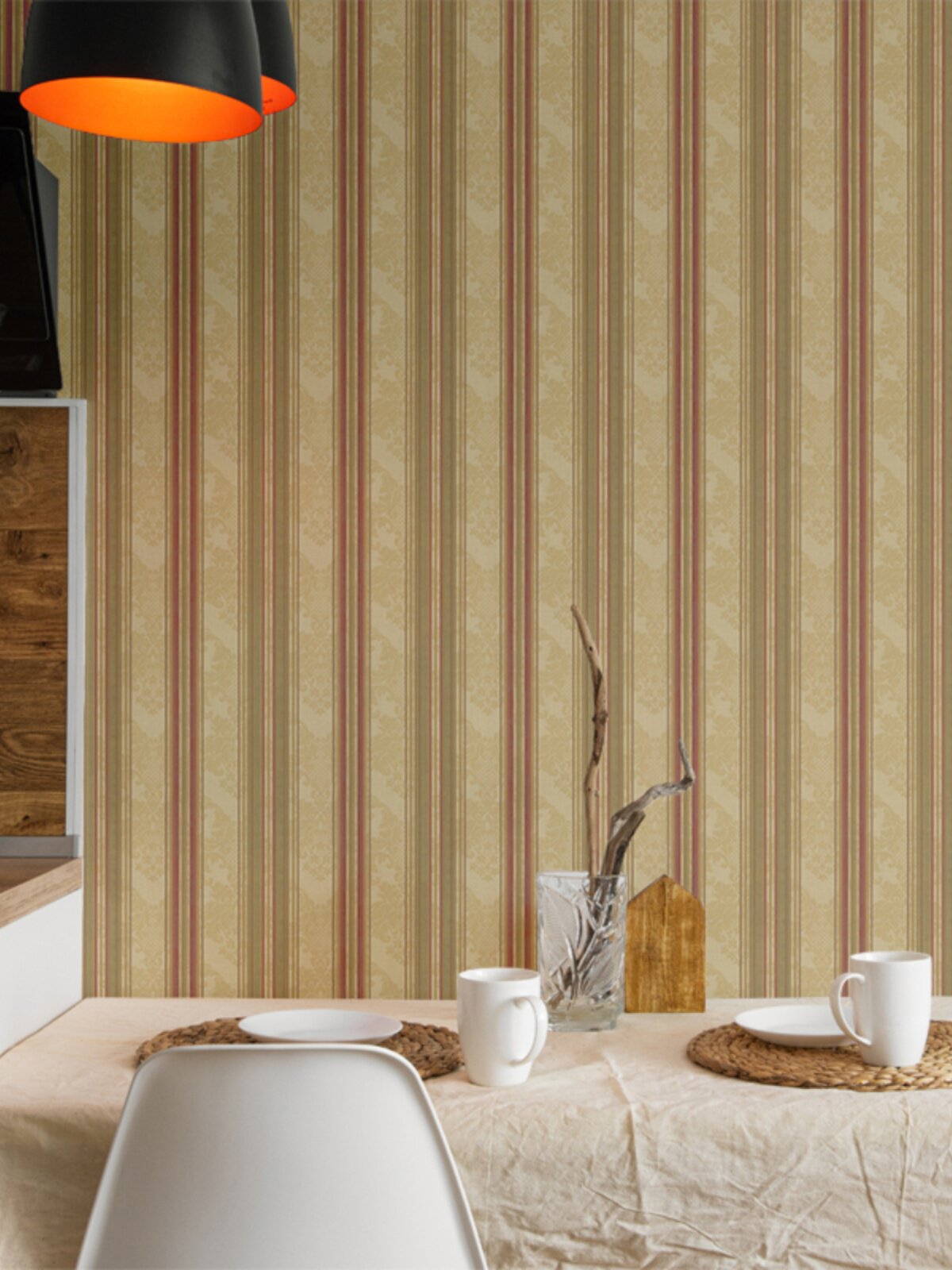 Papel pintado Calint Fc88025 de estilo rural con rayas verticales