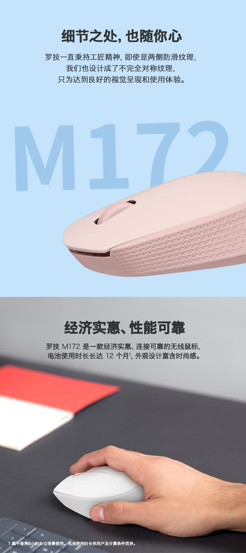 Ratón inalámbrico logitech m172: usb office fashion girl rosa batería ...