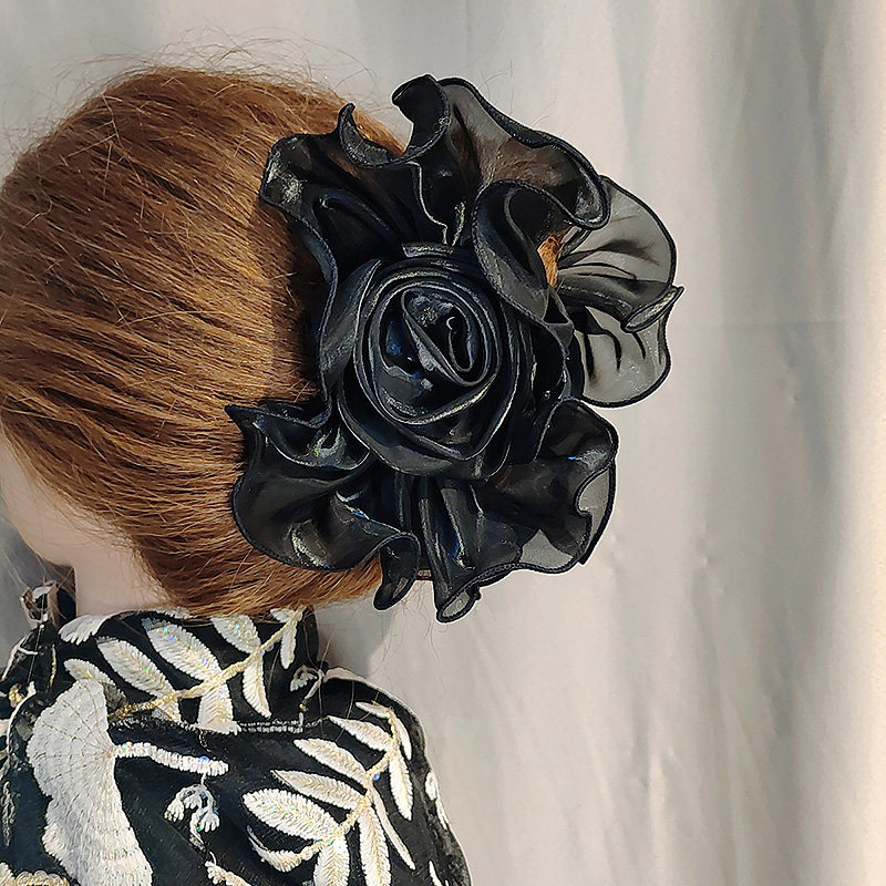 Sweet Ancala red double -sided flower grasping large shark tooth pinch ...