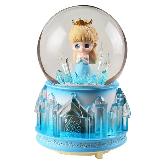 Castle Princess Crystal Ball Music Box Music Box Snow Falling Rotating ...