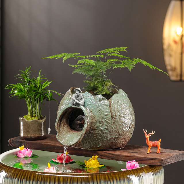 Creative ecological tank, ancient fish tank, water circulation, ceramic ...