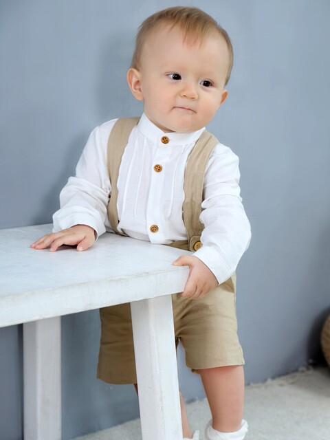 British style baby boy two-piece set retro gentleman thin cotton long ...