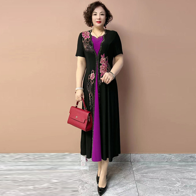 The same summer mothers dress fashion inlaid dresses, long temperament ...