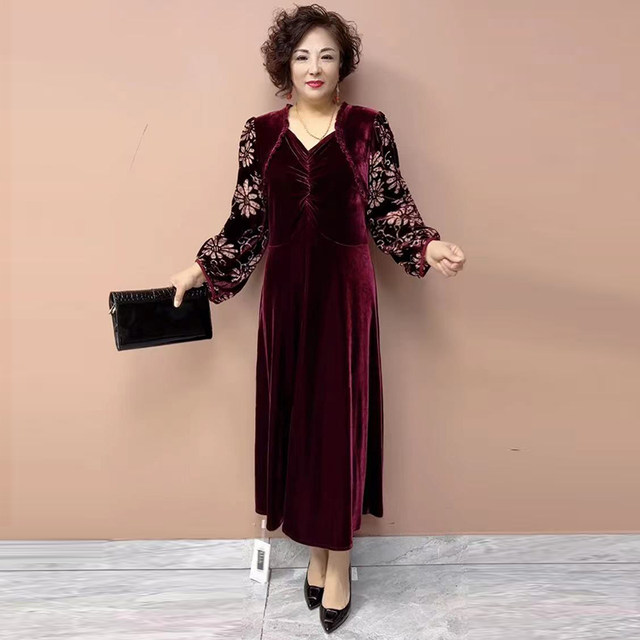 Real velvet jacquard dress high-end plus size women's clothing light ...