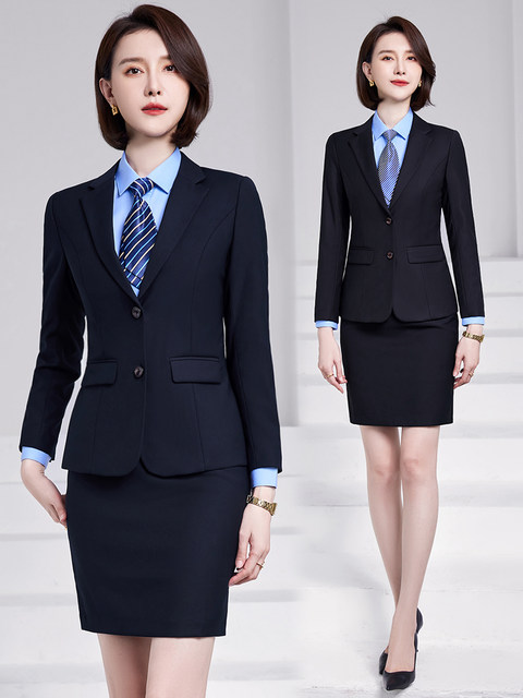 Navy Blue Suit Set for Women, Executive Bank Business Formal Attire ...