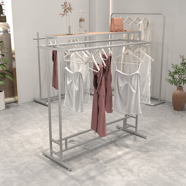 High-End Clothing Store Stainless Steel Island Rack Double-Row Display ...