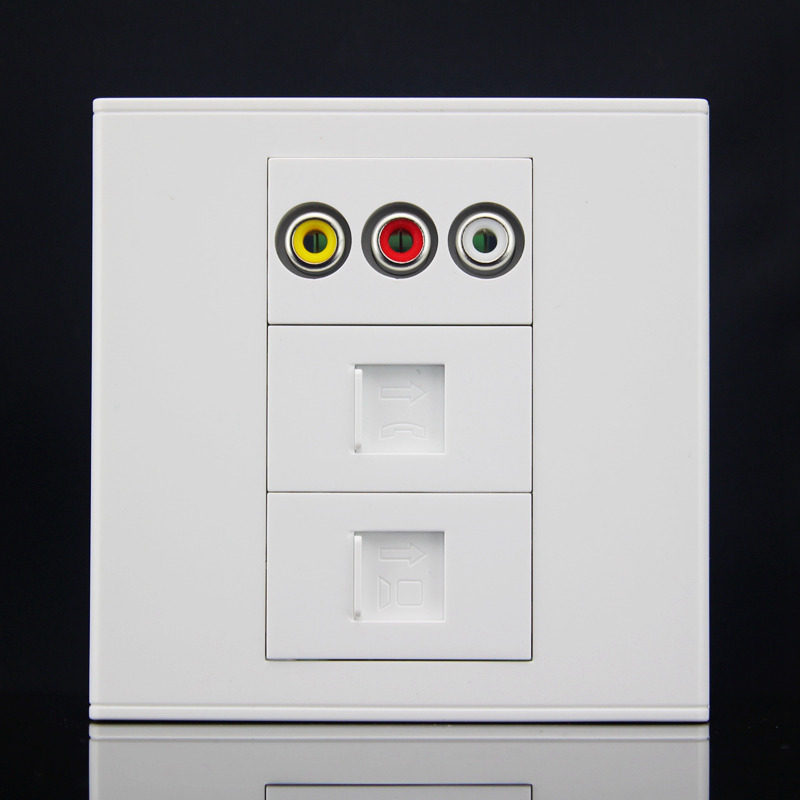 Type 86 Internet Phone Audio Socket Panel RJ45 Network + Telephone ...