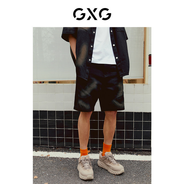 GXG men's clothing [Xin Shang] Fashion denim shirt shorts suit