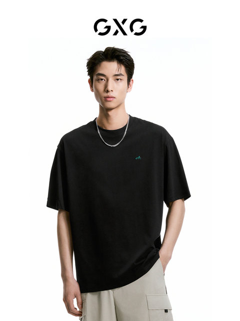 [Cool Feeling] Gxg Men's Multicolor White Casual Loose Letter Commuting Round Neck Short Sleeve ...